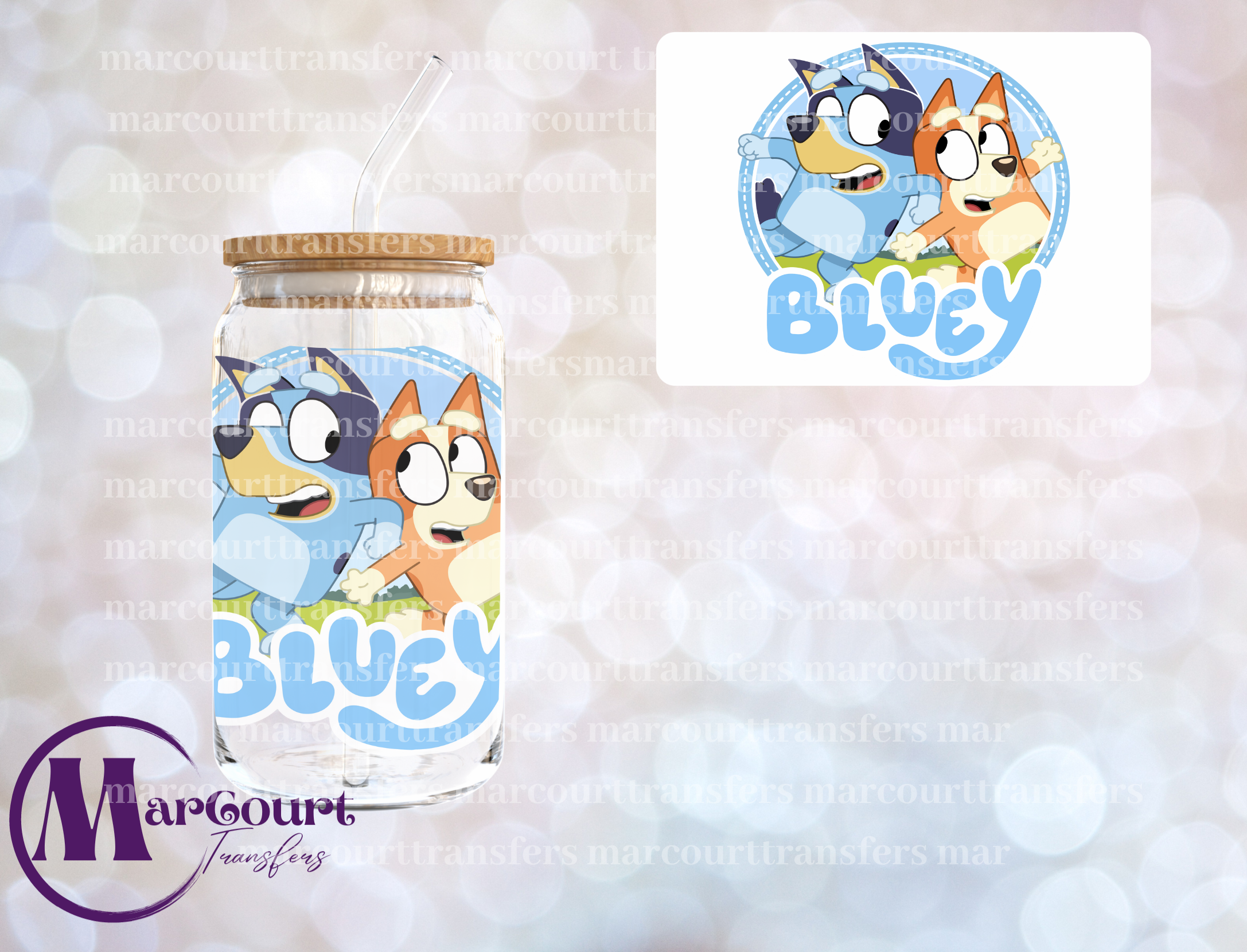 BLUEY AND BINGO CIRCLE LOGO-DECAL-UV DTF CUP WRAP – MarCourt Transfers