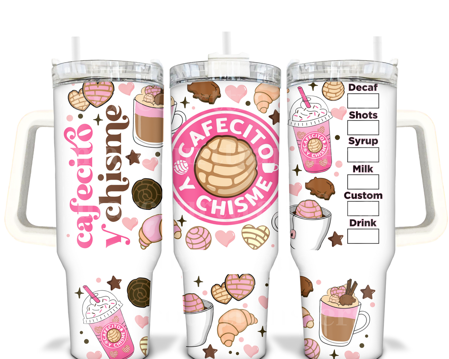 Cafecito Y Chisme 40 0z Uv Dtf Cup Wrap Marcourt Transfers