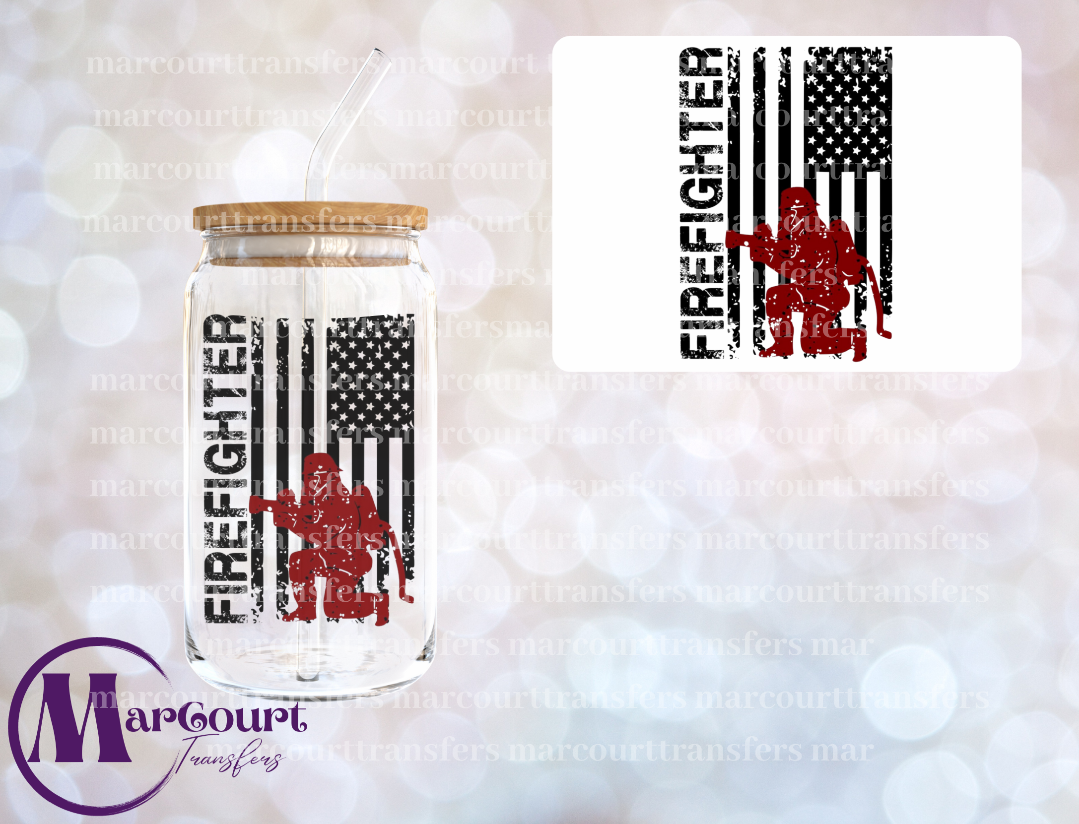 FIREFIGHTER FLAG-DECAL-UV DTF CUP WRAP – MarCourt Transfers