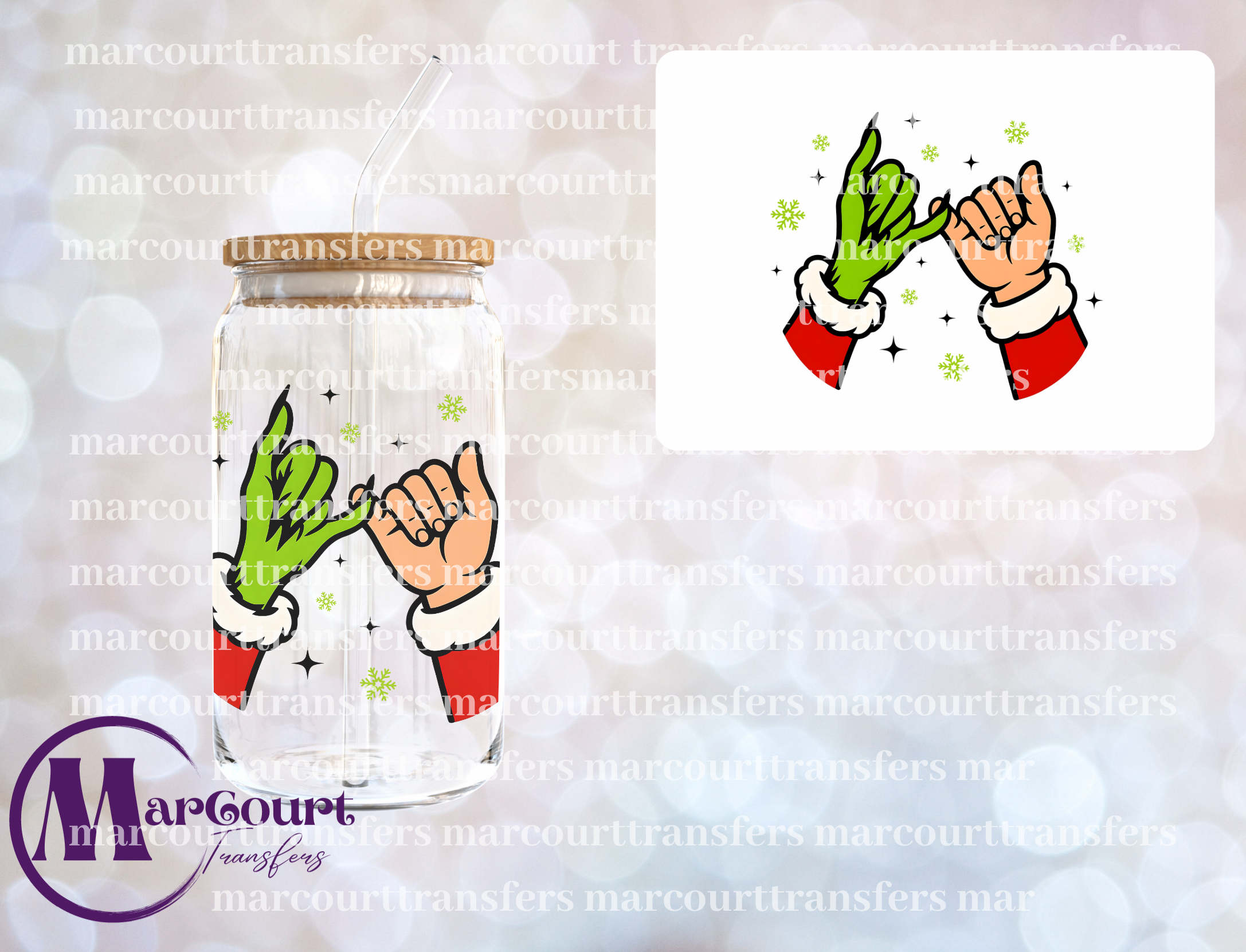 GRINCH AND SANTA PINKY SWEAR-DECAL-UV DTF CUP WRAP – MarCourt Transfers