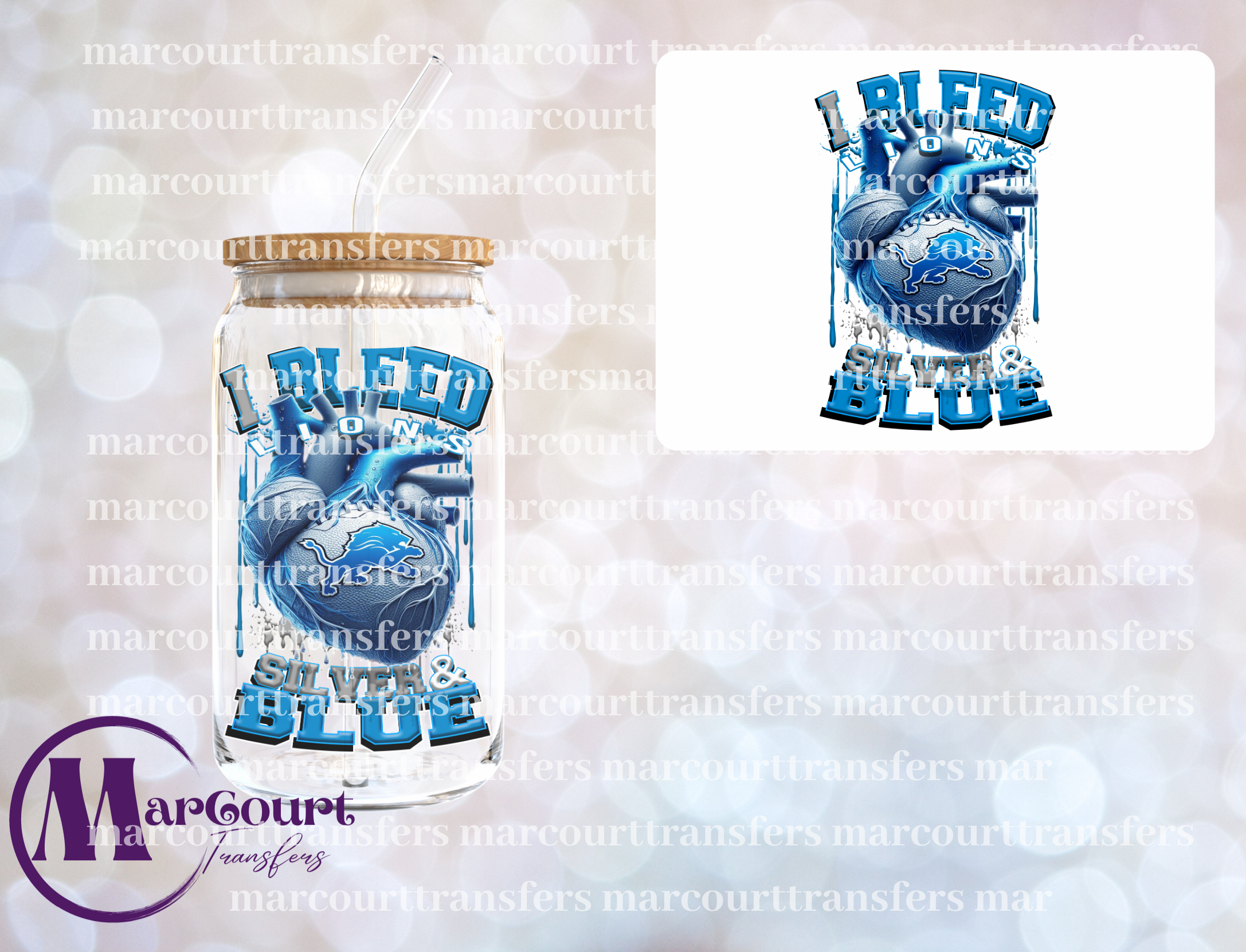 LIONS I BLEED SILVER AND BLUE-DECAL-UV DTF CUP WRAP – MarCourt Transfers