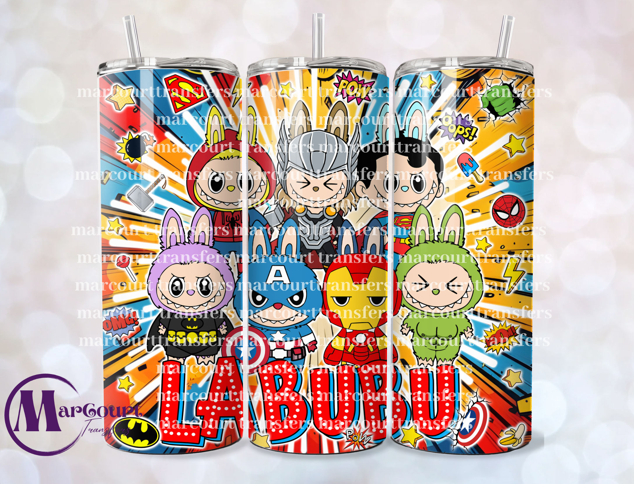 SUPER HERO LABUBU-SKINNY TUMBLER TRANSFER (SUBLIMATION) – MarCourt ...