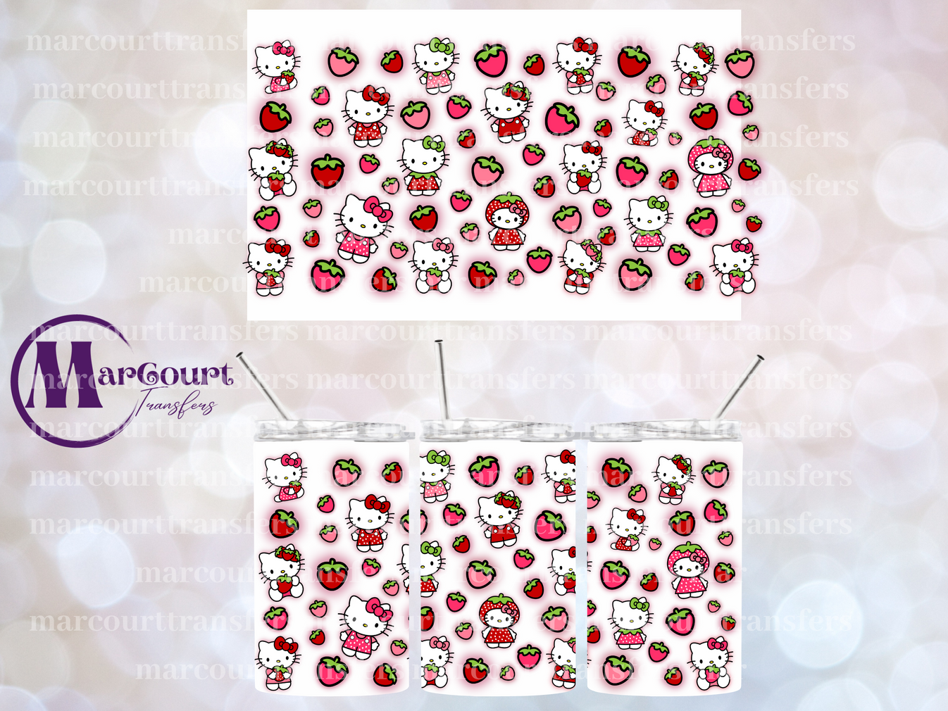 HELLO KITTY STRAWBERRIES-12 OZ CUP WRAP – MarCourt Transfers