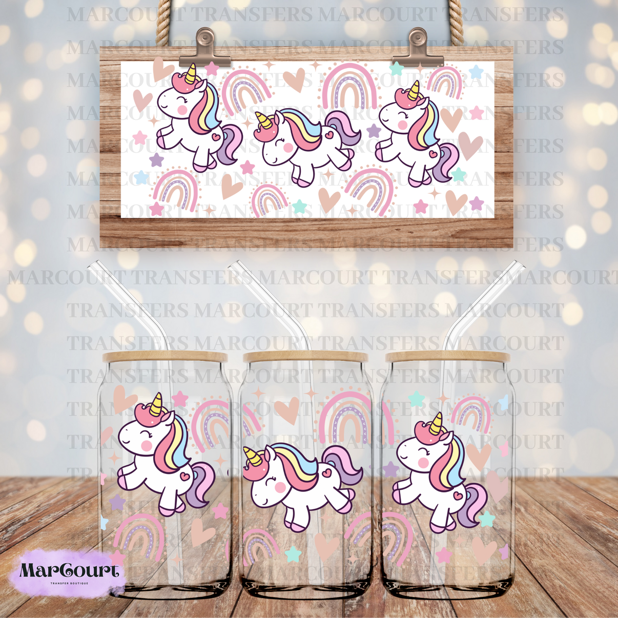 Unicorns 16 Oz Uv Dtf Cup Wraps Rts Marcourt Transfers